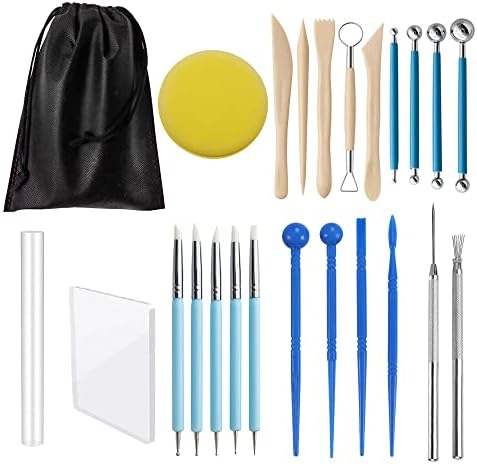 Amazon.com: Langqun Polymer Clay Tools Set,24pcs Pottery Tools Kit ...