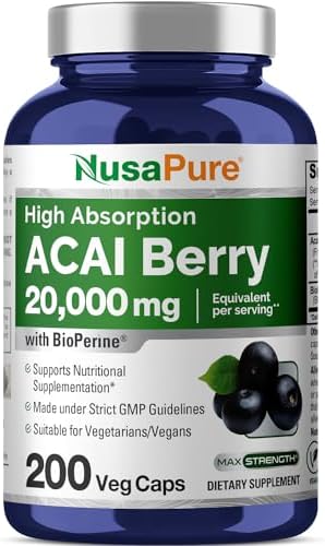 Amazon.com: NusaPure Acai Berry Capsules 20000mg | 200 Veggie Caps ...