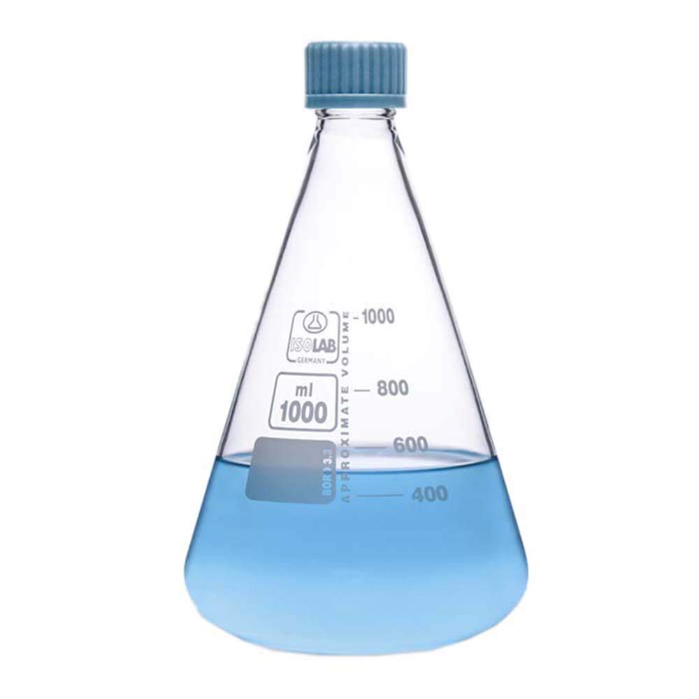 Isolab 027.03.250 Glass Erlenmeyer Screw Cap, Clear, GL 32 Neck, 250 ml ...