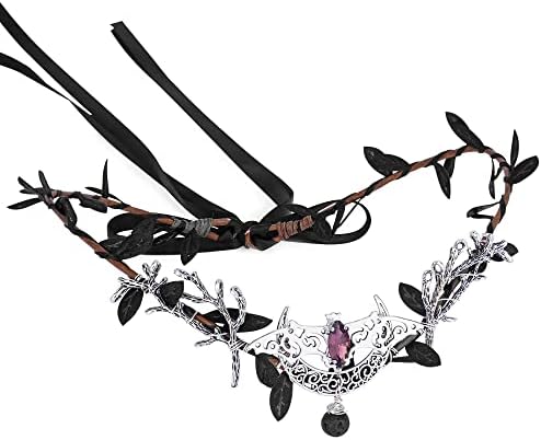 Amazon.com : MOSTORY Handmade Fairy FLower Crown Moon Elf Headband ...