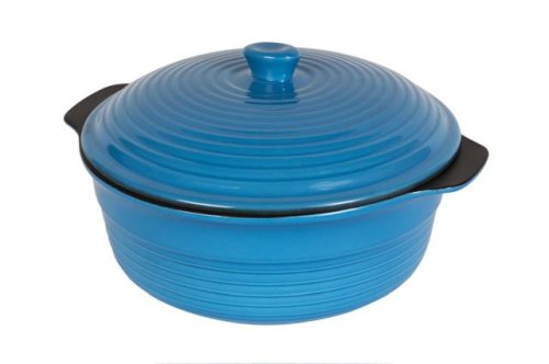 Pinnacle Ceramic Non-Stick Bakeware, 3 Quart Round Baker with Lid, Blue ...