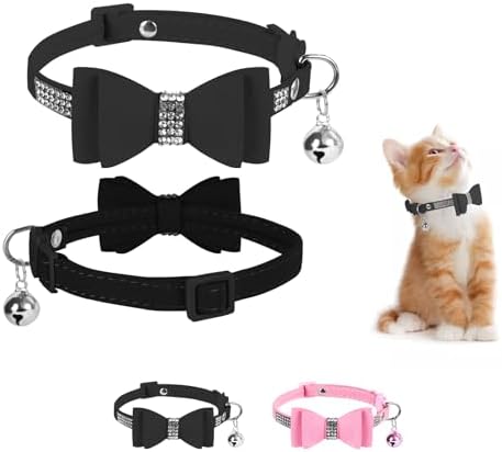 NiCoLa Cat Collar With Bell and Bow Tie for Boys, Glitter Diamond Quick ...