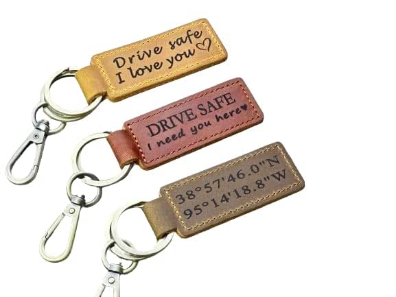 Amazon.com: Personalized Leather Keychain — Custom Initials/Name — Gift ...