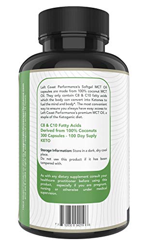 MCT Oil Cpasules (300 MCT Capsules) derived only from Coconuts. C8 ...