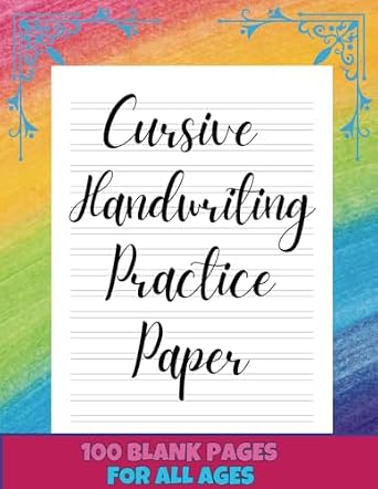Cursive Handwriting Practice Paper Notebook, Blank Cursive Handwriting ...