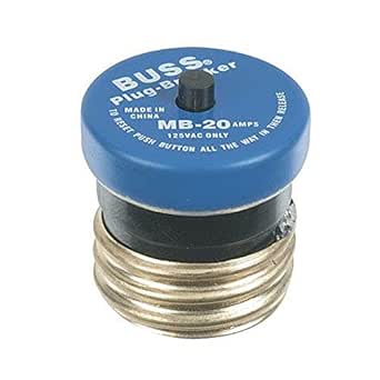 Bussmann BP/MB-20 20 Amp Edison Base Plug Fuse Circuit Breaker, 125V ...