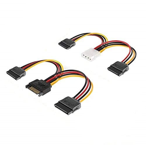 ZONERY 15 Pin SATA Power Male to Dual Female Extension Y-Splitter and 4 ...