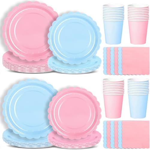Amazon.com: Polinook 260 Pcs Blue And Pink Party Supplies - For 52 ...