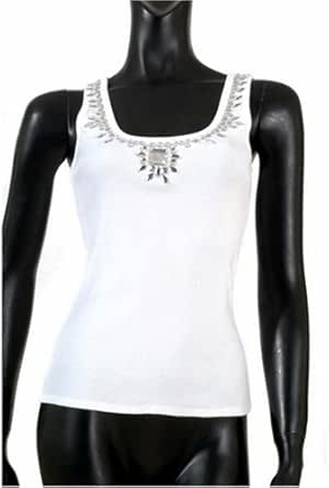 Laundry by Shelli Segal embellished white tank top (Small, White) at ...