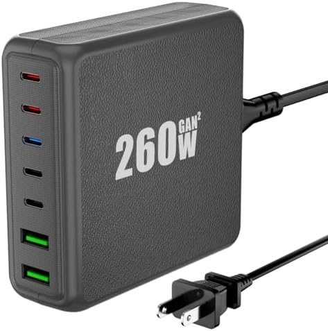 Amazon.com: USB C Charger Block, 260W 7-Port Desktop USB C Charger ...