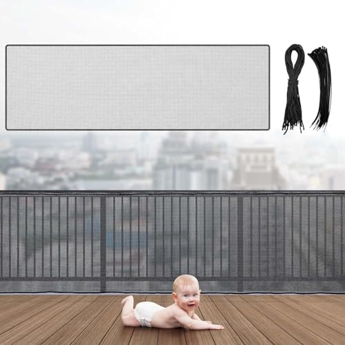 Hosuly Banister Guard 15 x 3 ft Balcony Netting for Kids Pets Stairway ...