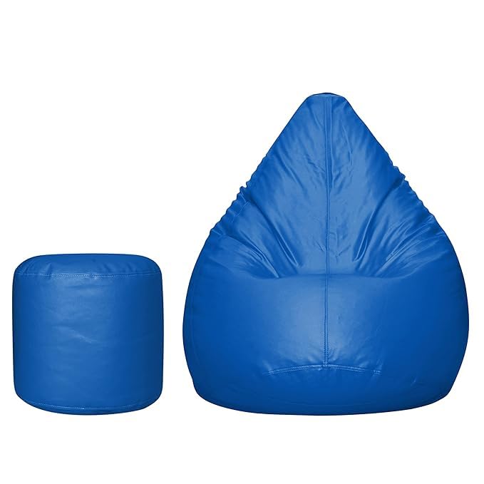 INSTER Bean Bag Chair with Stool Combo Set with Beans Filled (XXXL ...