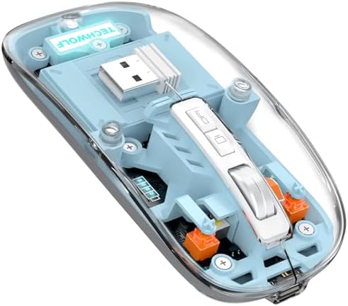 TECHWOLF Mouse Inalámbrico Transparente con Luz RGB Tapa Magnética y ...