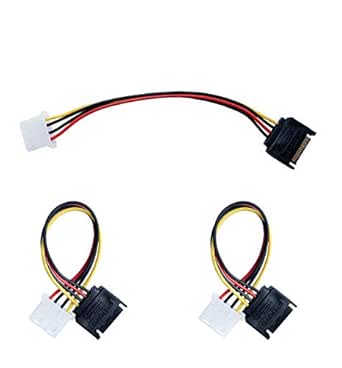 OOMIAK 3 Pack SATA 15 Pin Serial ATA Male to Molex LP4 Female Power ...