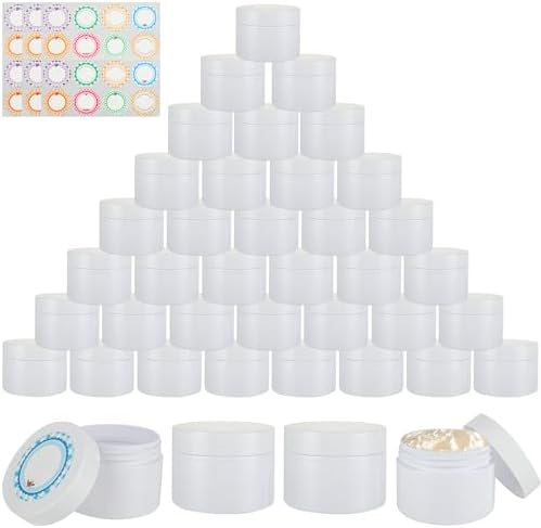 Amazon.com: Acrux7 40 Pack 4 oz White Plastic Jars, Small Round ...