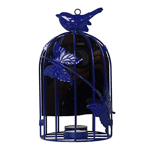 Brown Village Blue Color Mirror Bird Cage Tea Light Holder : Amazon.in ...