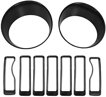 AMONIDA Front Grill Rings,Headlight Cover Front Grille Inserts Trim Fit ...