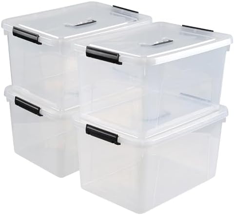 Amazon.com - Nihenok 18 L Clear Latch Storage Bins with Handle, 4 Pack ...