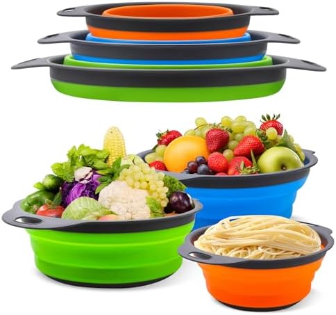 Amazon.com: Collapsible Silicone Colander Set of 3(2/4/6-qt) - Foldable ...