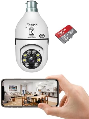 Buy IFITech Indoor Security HD 3MP CCTV WiFi Bulb Camera | Pan/Tilt ...