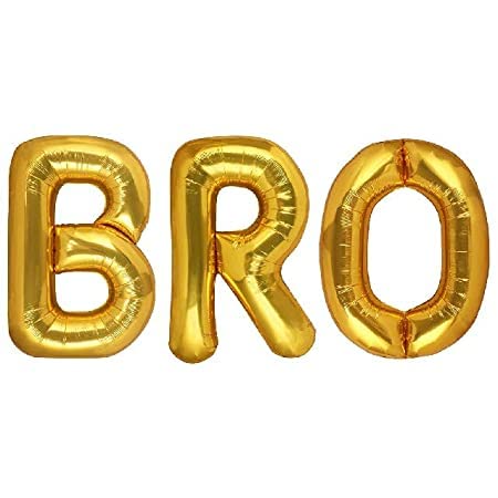 AR GIFTZADDA Bro Letter Alphabet Foil Balloon Golden (16inch),Birthday ...