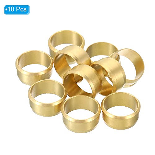 PATIKIL 16mm Tube OD Brass Compression Sleeves Ferrules 10 Pack Brass ...