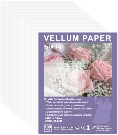Amazon.com: Vellum Paper 8.5 x 11 Translucent Printable, 100 Sheet（100gsm/68lb Vellum Tracing ...