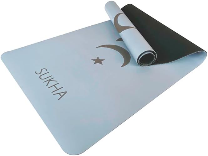 Amazon.com : Sukha Yoga Mat Non Slip Blue with moon design, Fitness ...