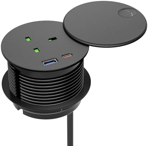 Desk Power Grommet Socket, Airmom Desk Power Socket with USB & USB-C ...