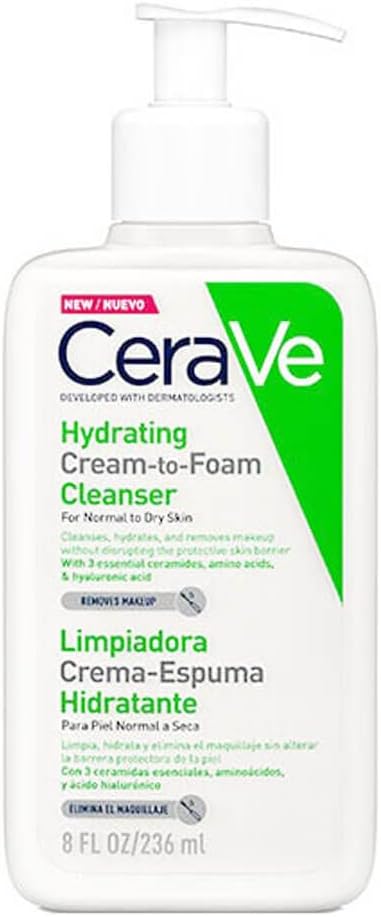 Amazon.com: CeraVe Hydrating Cream To Foam Cleanser, Makeup Remover ...