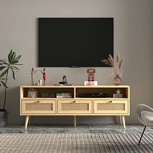 Amazon.com: Angel Sar Rattan TV Stand for TVs up to 55 inches, Media ...