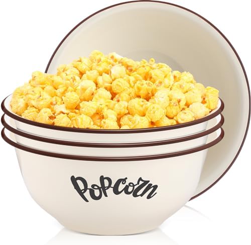 Amazon.com: CWI Large Popcorn Bowl - Round White Dish with Black ...