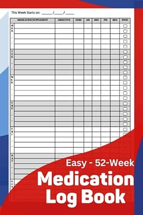 Medication Log Book: Daily Tracker for Prescriptions and Supplements ...