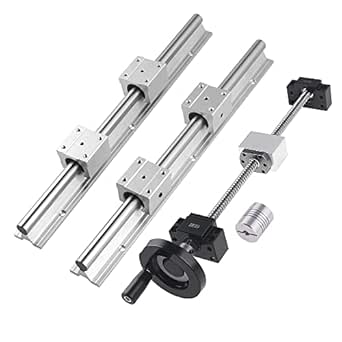 ANWOKIT Linear Rail 2PCS SBR16-300MM Linear Guide Rails and 1PCS Ballscrew SFU1204-300MM with ...