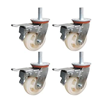 Gerrit M16 Threaded Stem Casters, Set of 5 Nylon Swivel Casters, Heavy ...