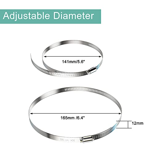 Snapklik.com : 6 Inch Hose Clamp Adjustable 304 Stainless Steel Duct ...