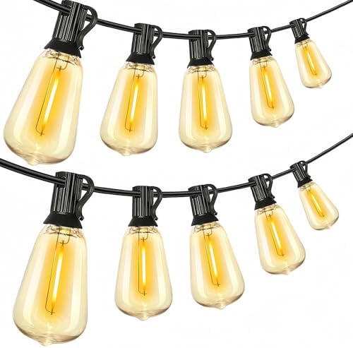 ZCOINS 30M LED Outdoor String Lights, 50 Bulbs+2 Spares LED Waterproof ...