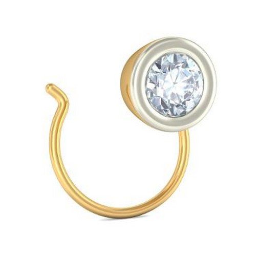 Buy BlueStone 14K 2 Colour Gold and Diamond Nose Pin at Amazon.in