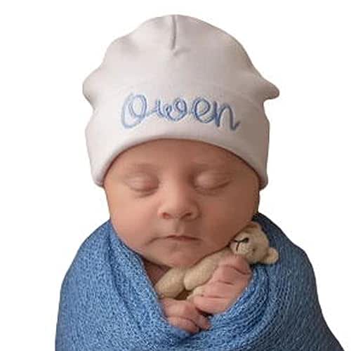 Amazon.com: Personalized Monogrammed Newborn Baby Hat, Newborn Name Hat ...