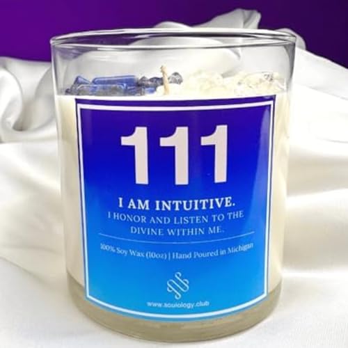 Amazon.com: Soulology.Club 111 Angel Number Affirmation Scented candles 10oz,crystal candle with ...