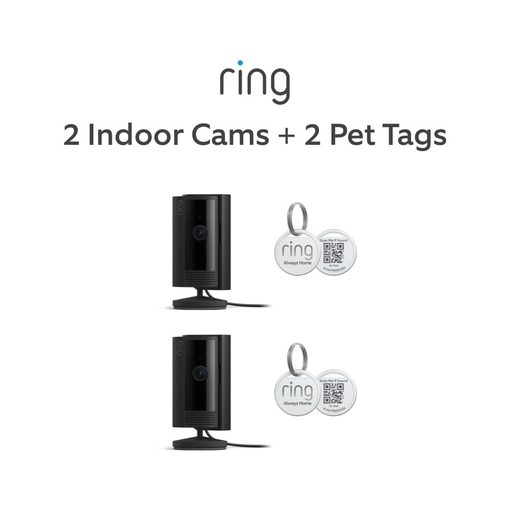 Amazon.com: 2 Ring Indoor Cam (2nd Gen), Black with 2 Ring Pet Tag ...