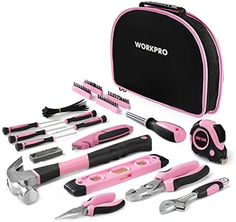 Pink Tool Kit: DEKO Tool Set with Screwdriver for Women General ...