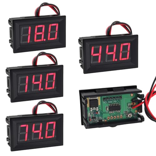 5 Pack DC 5-120V Digital Mini Voltmeter 2 Wire 0.56 inch LED Display ...