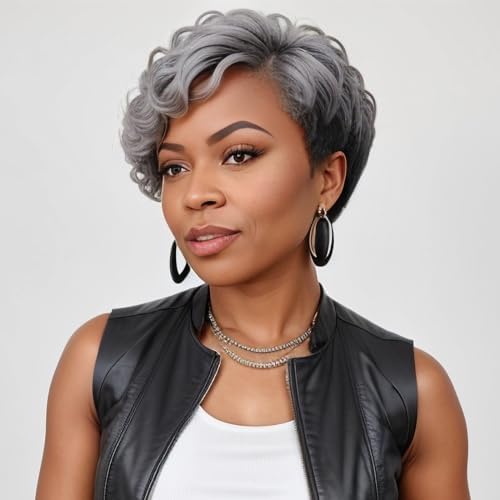 Amazon.com : BAOHUKE Salt And Pepper Wigs For Women Deep Curly Grey ...