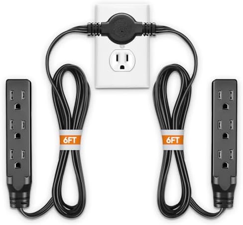 Amazon.com: Twin Extension Cord Power Strip - 12FT Dual Extension with ...