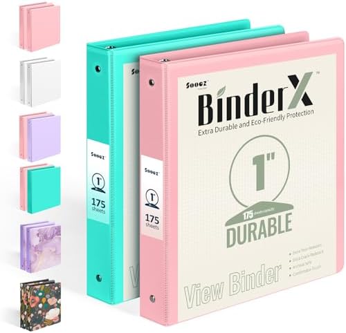 Amazon.com : 2 Pack BinderX Extra Durable 3 Ring Binder, 1 Inch Binder ...