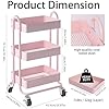 Amazon.com: Elitehouse Metal Rolling Cart,3-Tier Pink Rolling Cart with ...