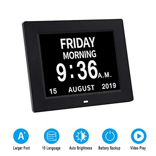 Buy [Newest] 8 Inch Digital Day Clock Photo Frame- Auto Dimmable ...