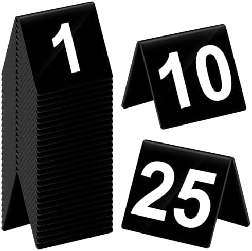 Store2508 Table Numbers 1-25 Acrylic Double Side Numbered Table Tents ...