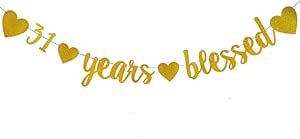 Amazon.com: WEIANDBO 31 Years Blessed Gold Glitter Banner,Pre-Strung ...